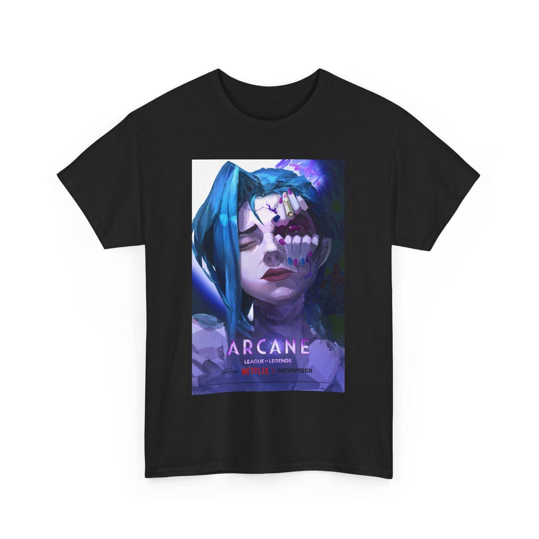 Jinx Poster Tshirt, Arcane Tshirt Jayvik Jinx, Jayce, Caitlyn, Ekko ...