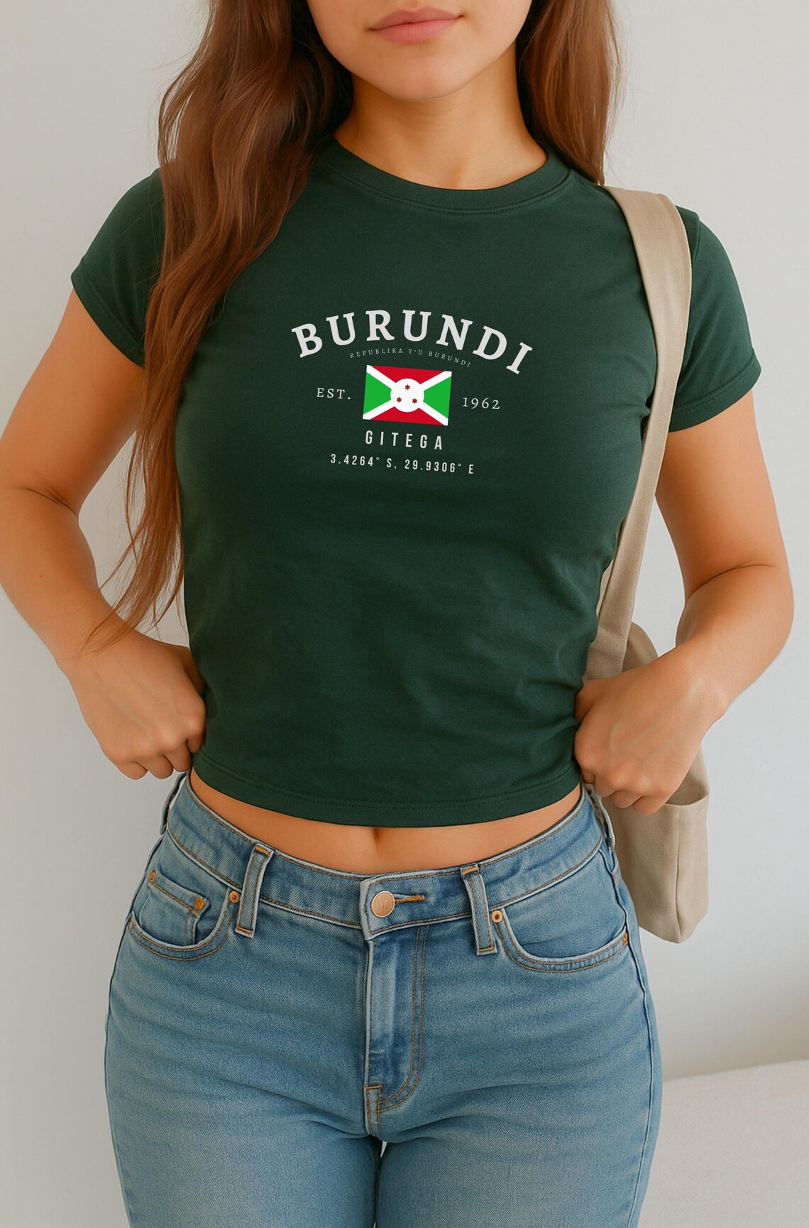 Burundi Baby Tee, Y2K Crop Top With Flag, Vintage Bujumbura Shirt, East ...
