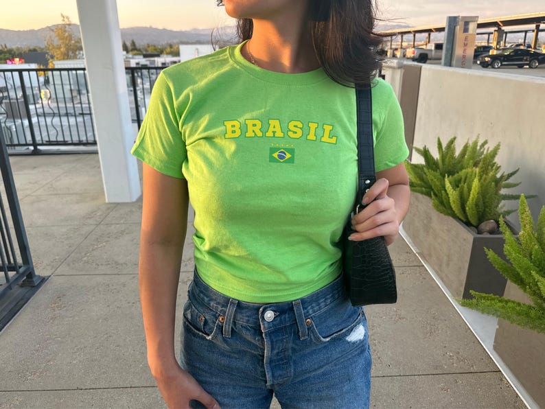 Brasil Women's Baby Tee, Brasil Y2K T-shirt, Brasil, Brasil Crop Tee ...