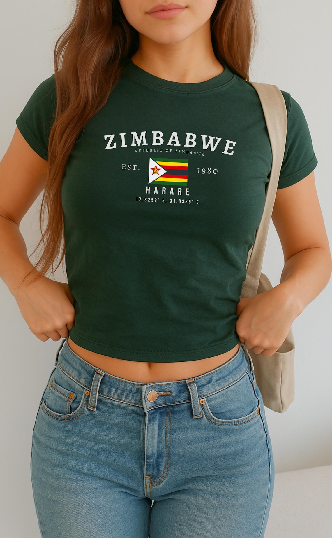 Zimbabwe Baby Tee, Harare Y2K Crop Top, Vintage Flag Shirt, Southern ...