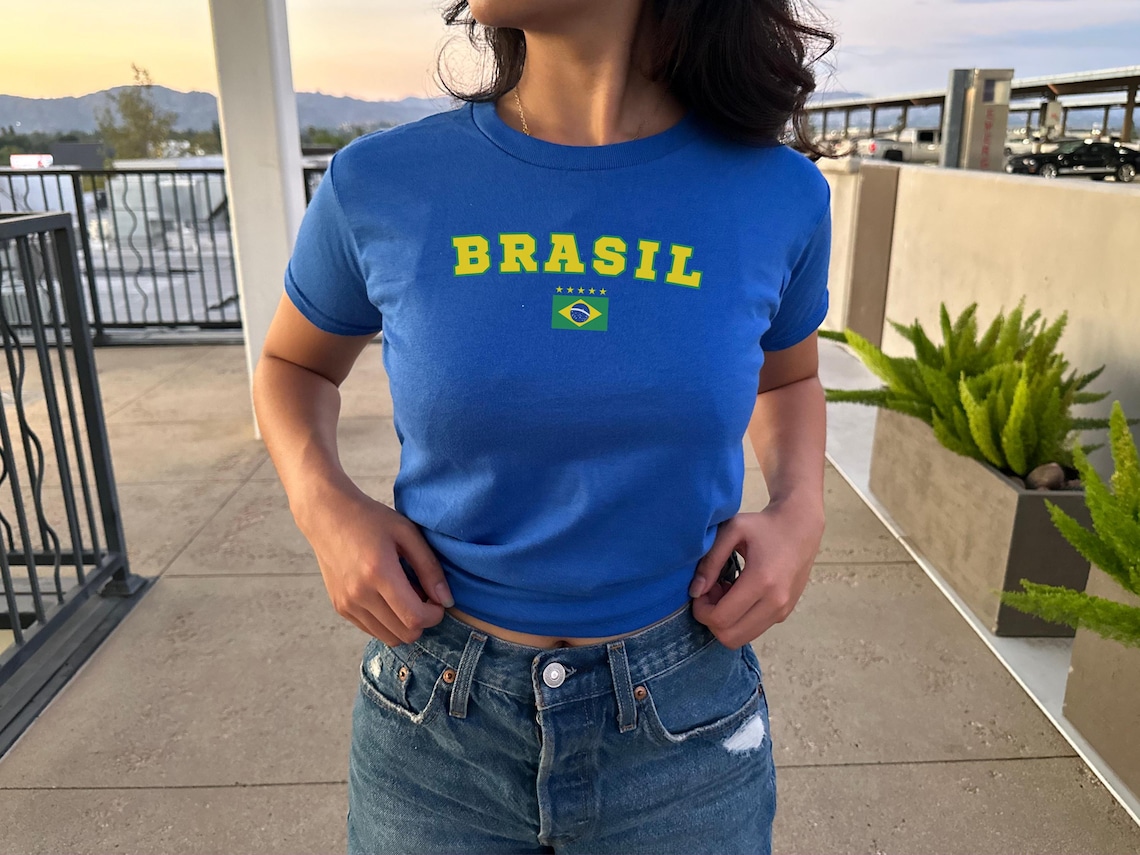 Brasil Women's Baby Tee, Brasil Y2K T-shirt, Brasil, Brasil Crop Tee ...