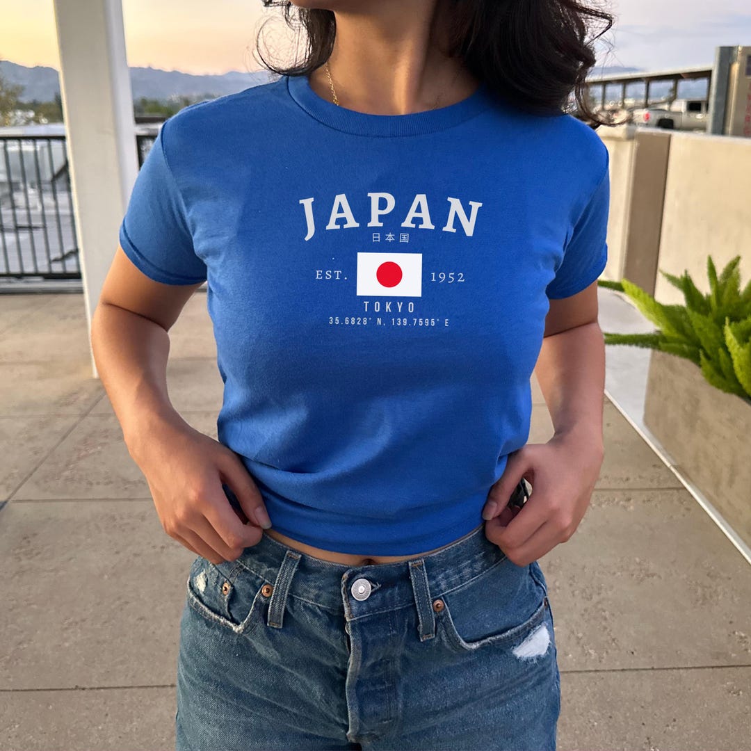 Japan Baby Tee, 日本 Nihon Y2K Crop Top, Vintage Tokyo Flag Shirt ...