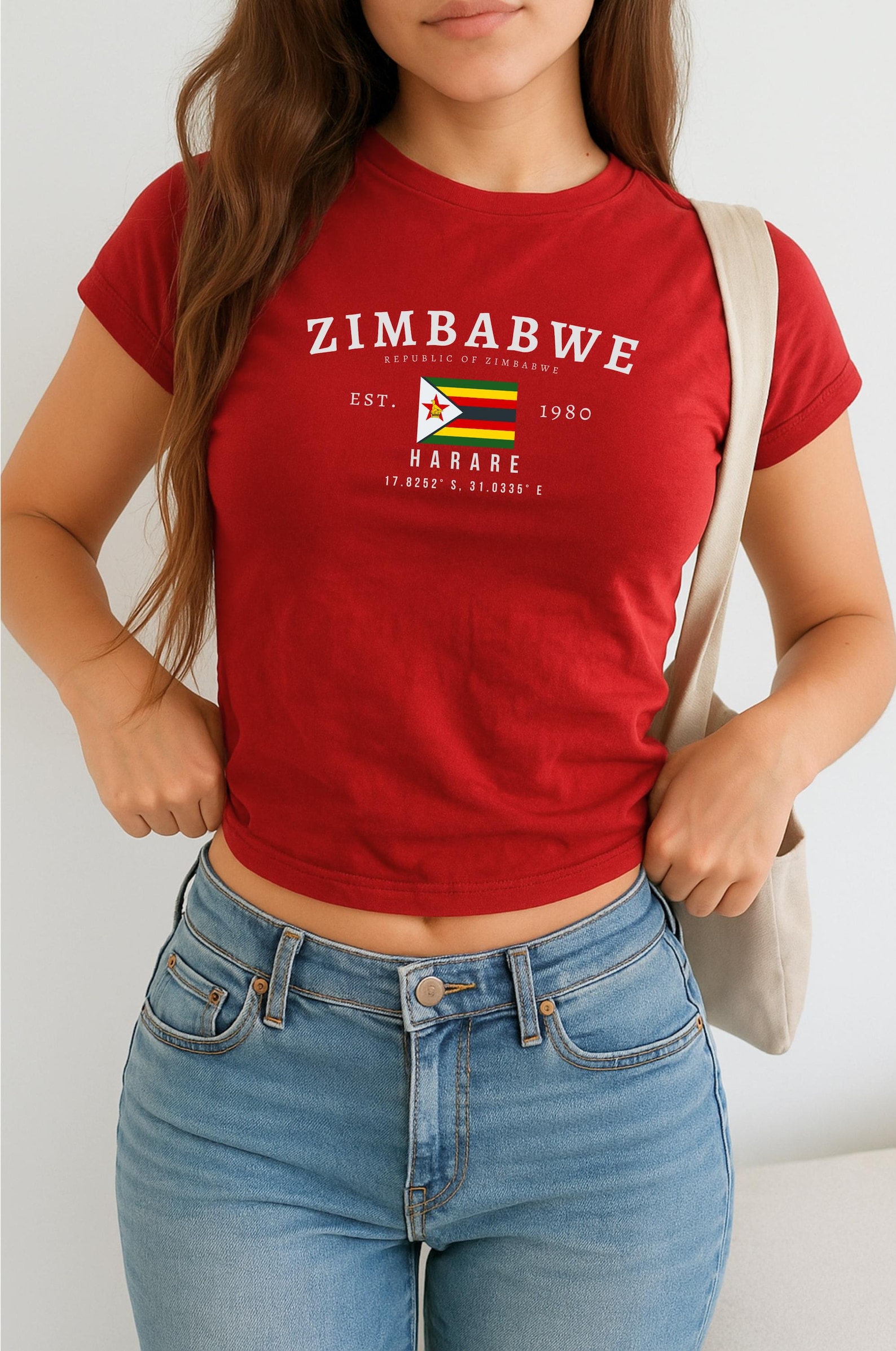 Zimbabwe Baby Tee, Harare Y2K Crop Top, Vintage Flag Shirt, Southern ...