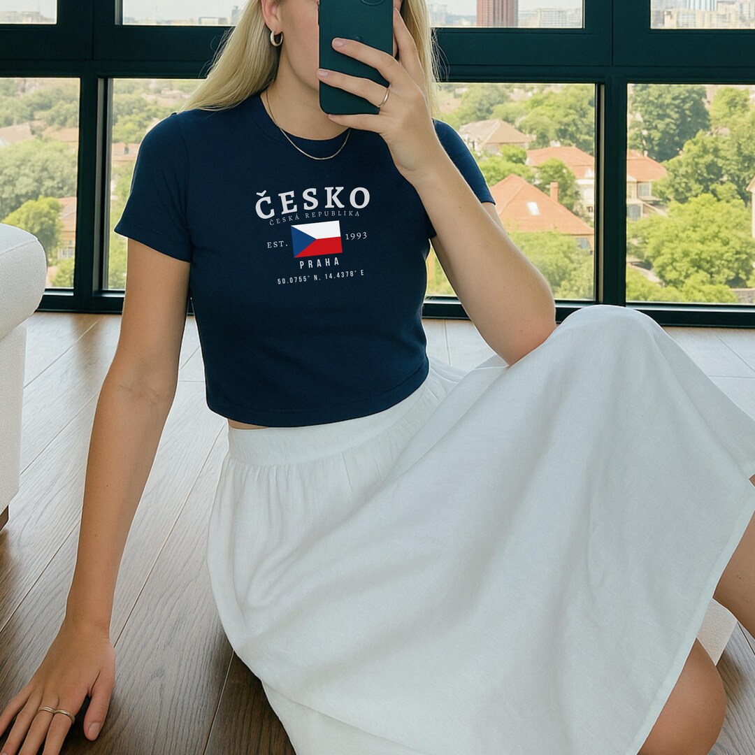 Czechia Baby Tee, Česko Y2K Crop Top, Vintage Prague Flag Shirt, Czech ...