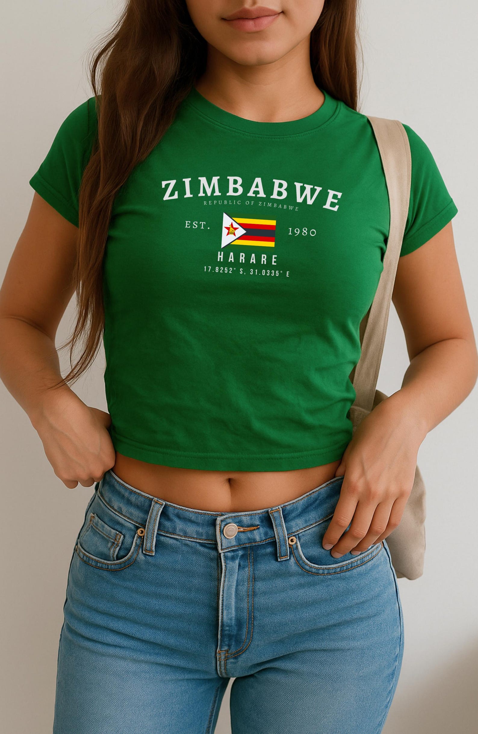 Zimbabwe Baby Tee, Harare Y2K Crop Top, Vintage Flag Shirt, Southern ...