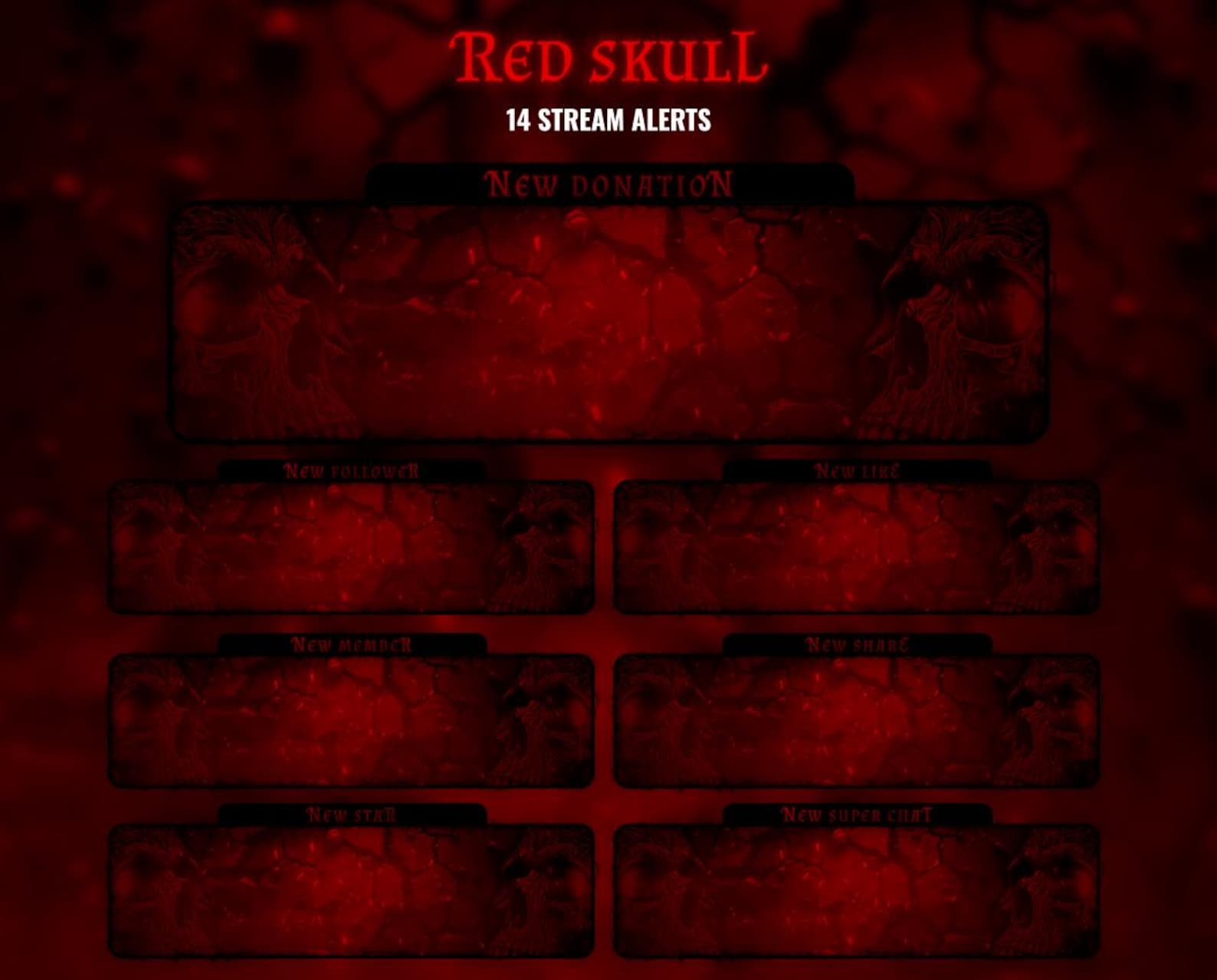 Animated Horror Twitch Overlay – Red Skull Spooky Stream Design - Etsy