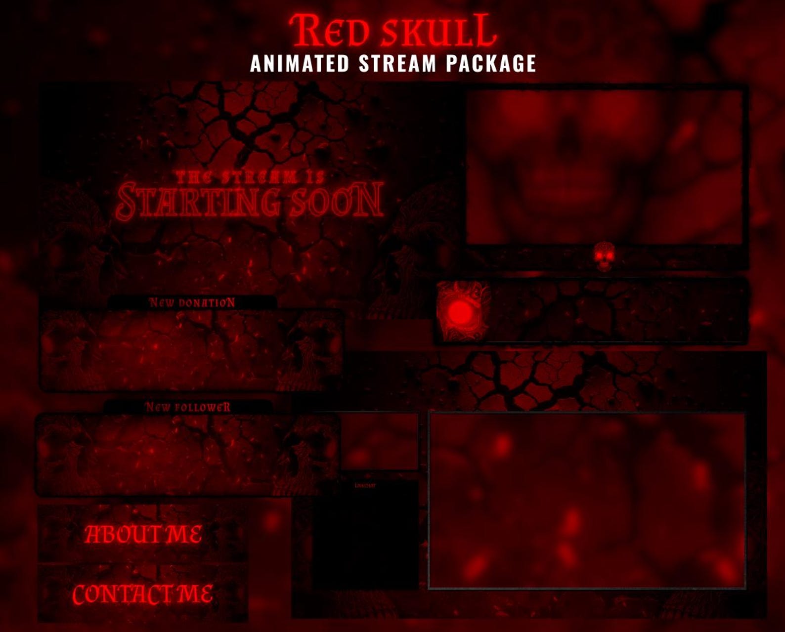 Animated Horror Twitch Overlay – Red Skull Spooky Stream Design - Etsy