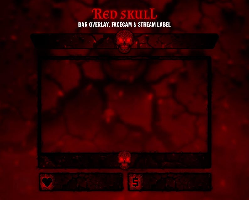 Animated Horror Twitch Overlay – Red Skull Spooky Stream Design - Etsy