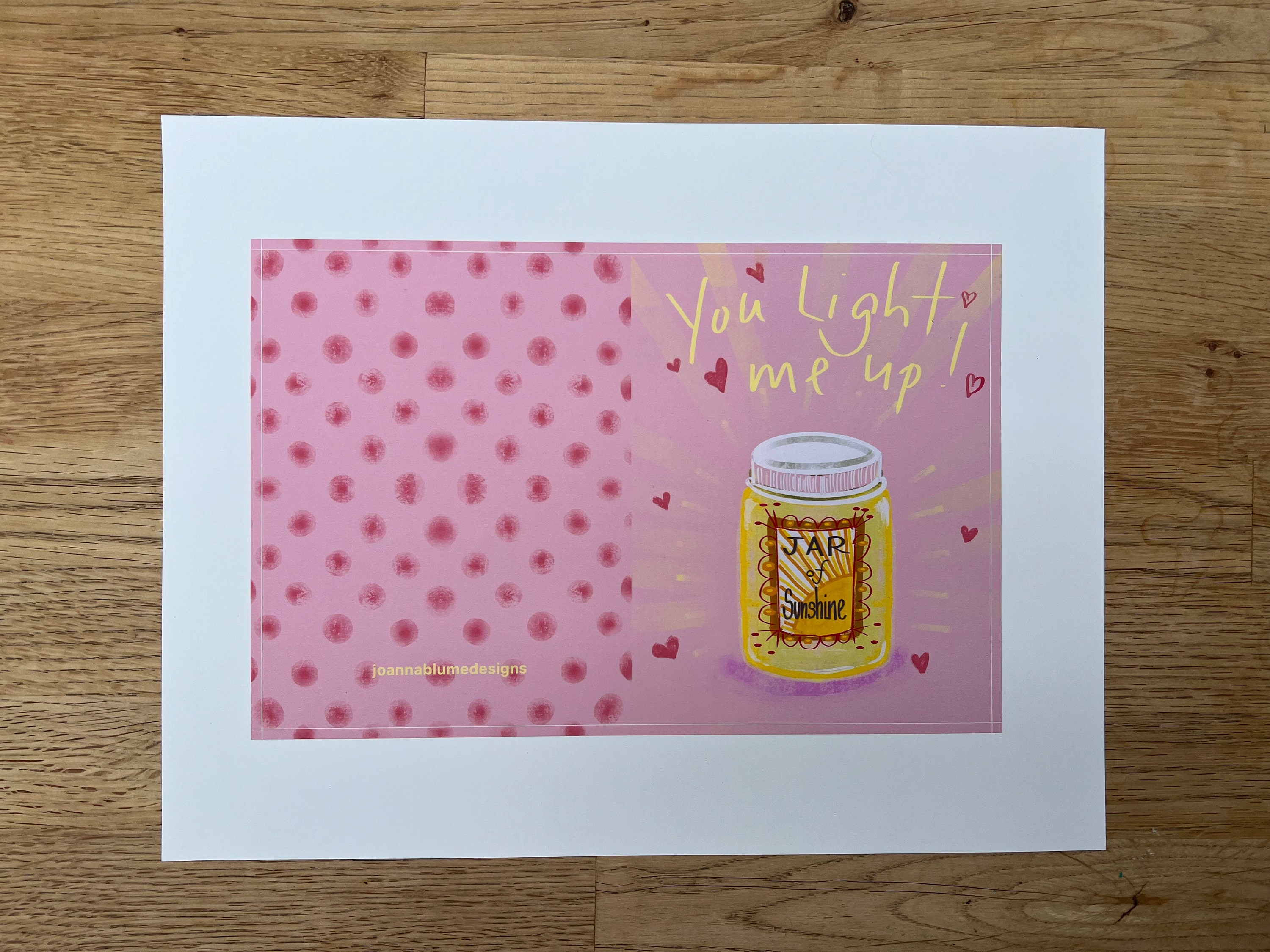 Printable, Instant Download Greeting Card, You Light Me up in PINK With ...