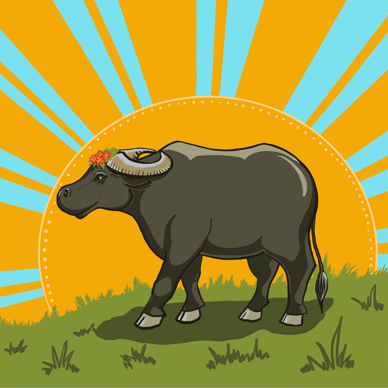 Philippine Water Buffalo, Carabao, Kalabaw Digital Wall Art Print 8x8 ...