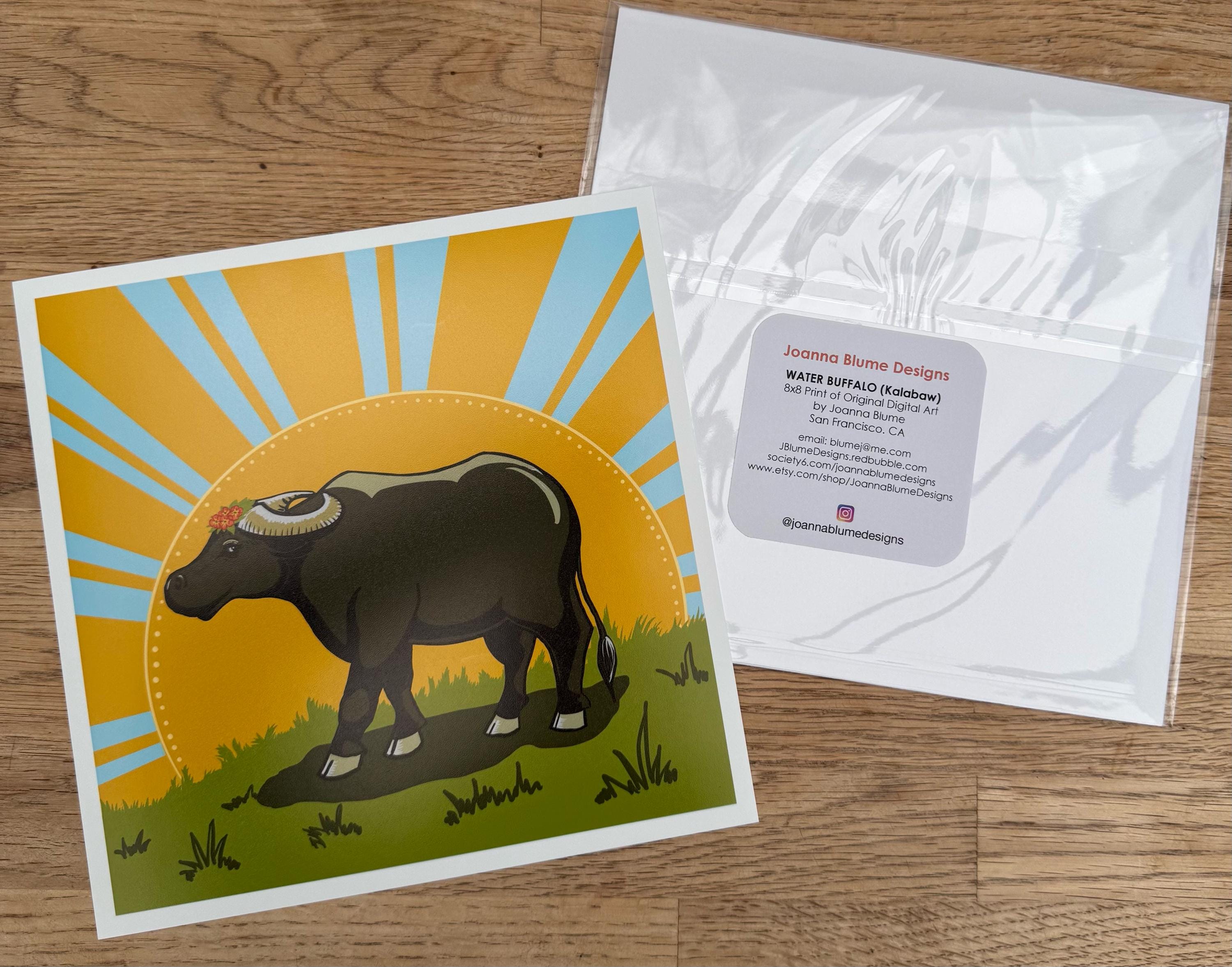 Philippine Water Buffalo, Carabao, Kalabaw Digital Wall Art Print 8x8 ...