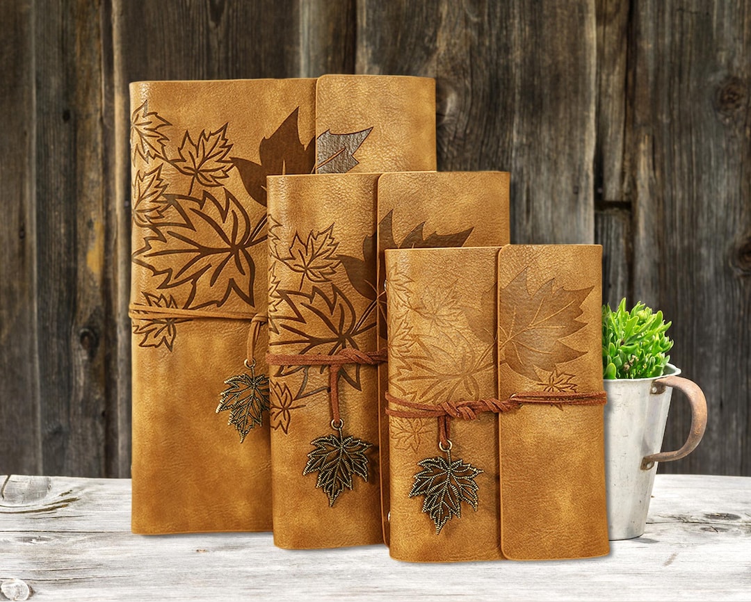 Vintage Leather Journal - Refillable Faux Leather Notebook With Strap ...