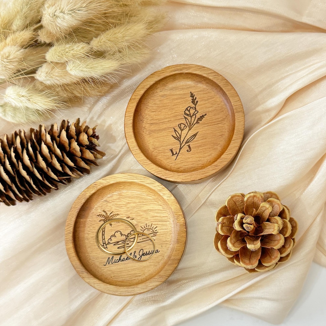 Solid Wood Jewelry Tray – Engagement Ring Holder, Wedding Ring Dish ...