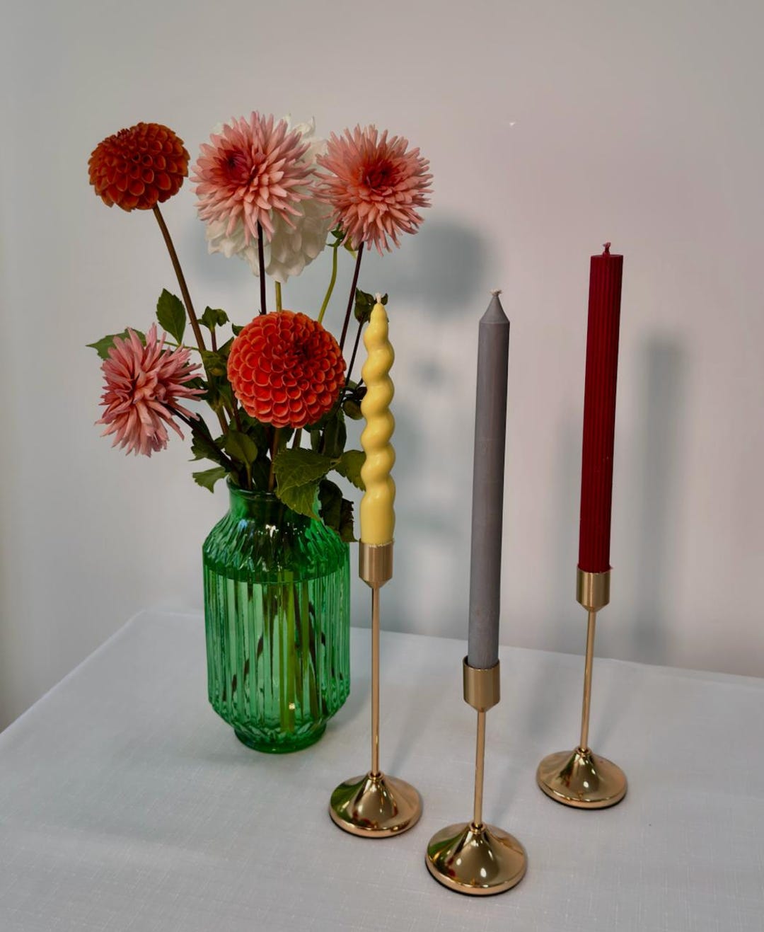 Burgundy, Mustard Yellow, Gray | Handmade Soy Wax Taper Candles – Set ...