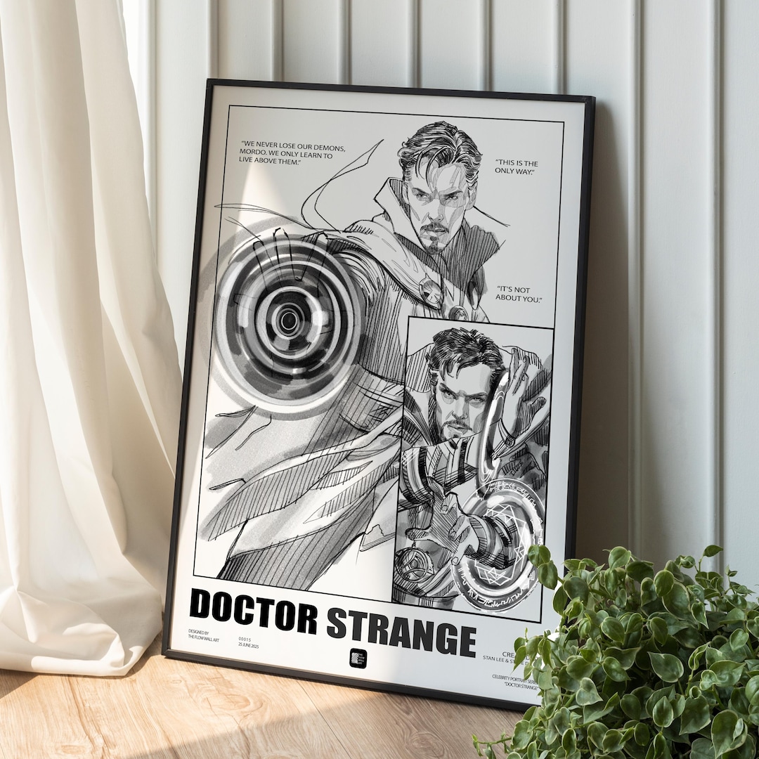 Doctor Strange Hand-drawn Art Print, Minimalist Superhero Poster ...
