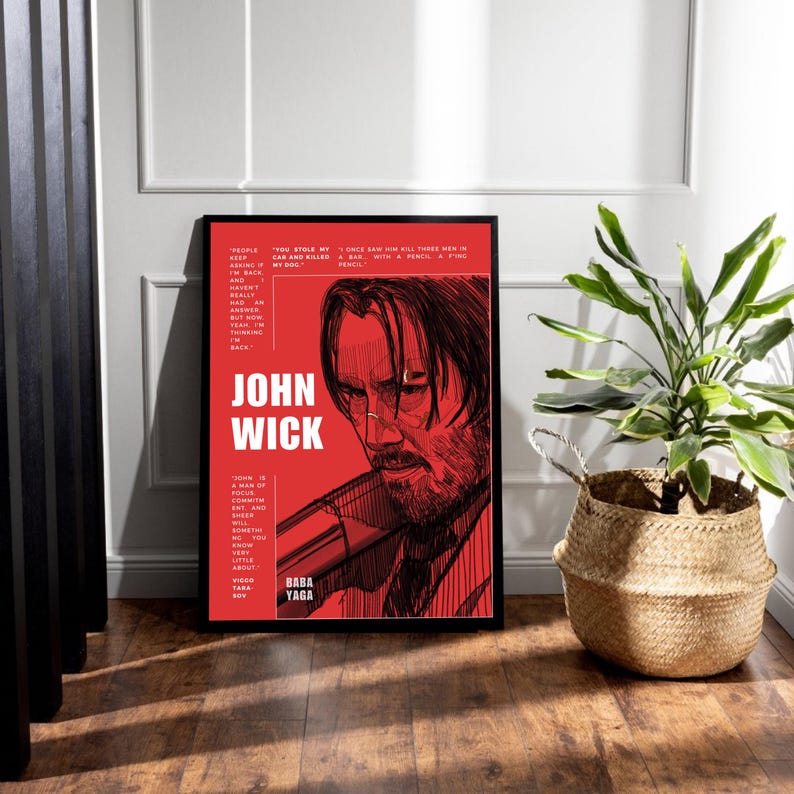 John Wick Hand Drawn Poster, Special Design Poster for Movie Fans ...
