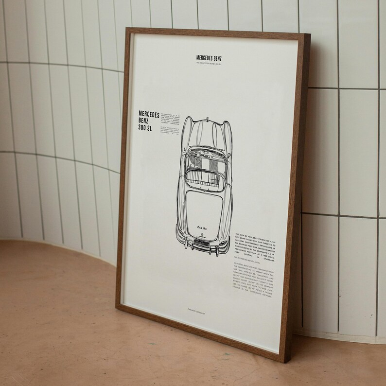 Mercedes 300SL Drawing: Minimalist Vintage Car Art (digital Download ...