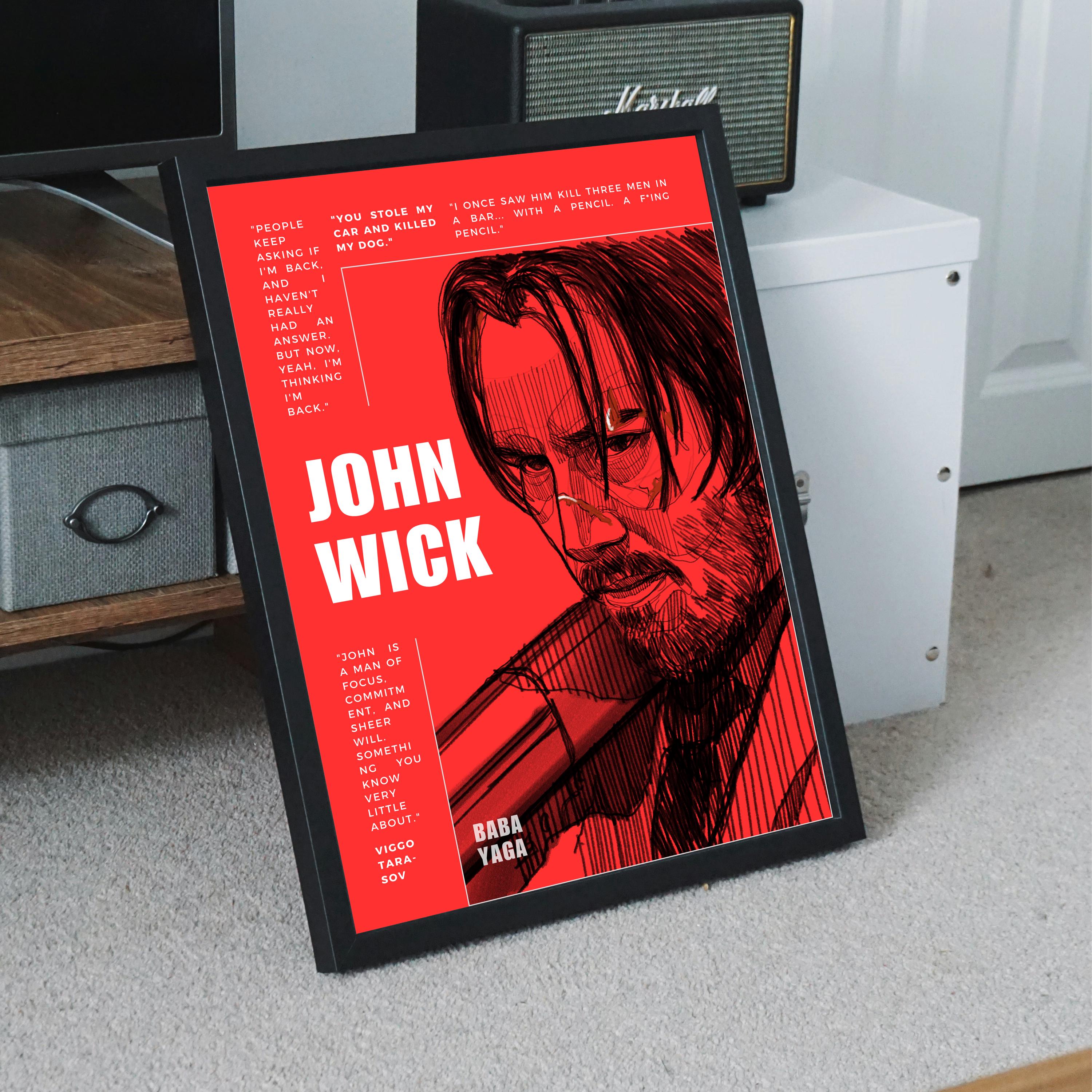 John Wick Hand Drawn Poster, Special Design Poster for Movie Fans ...
