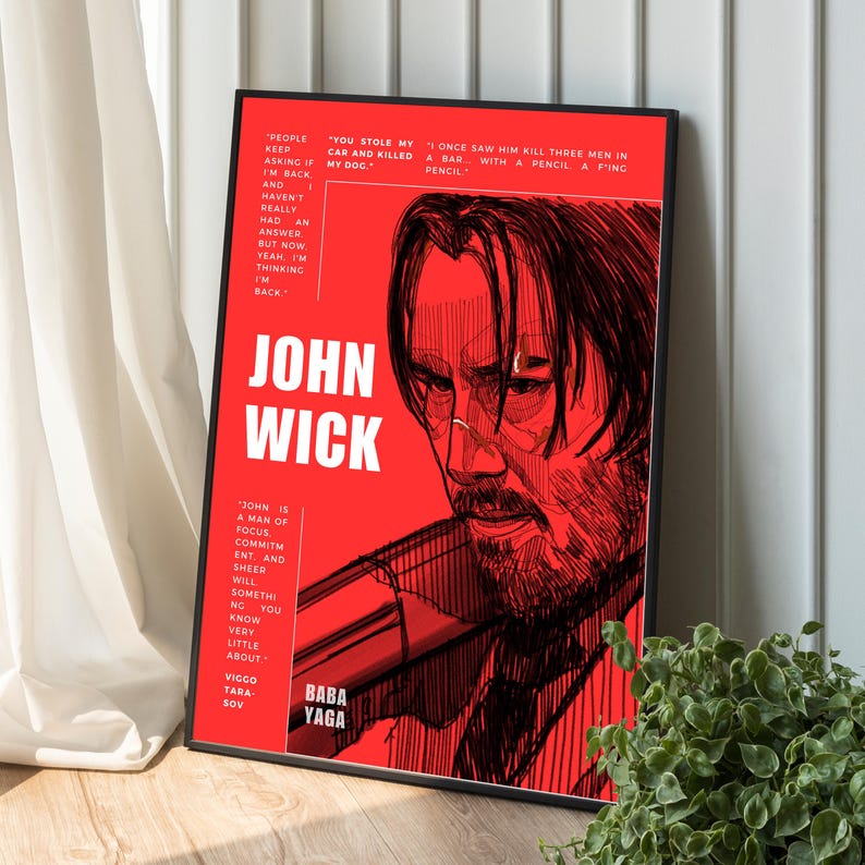 John Wick Hand Drawn Poster, Special Design Poster for Movie Fans ...