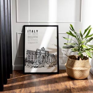 Rome Trevi Fountain Digital Wall Art, Elegant Illustration of the ...