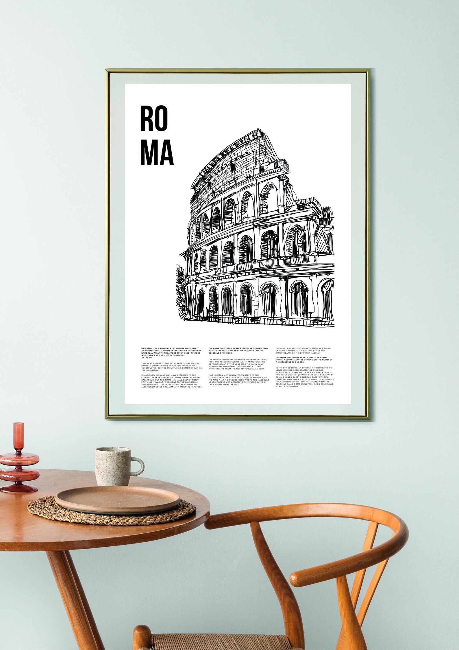 Rome Colosseum Sketch Art Print: Minimalist Architecture (digital ...