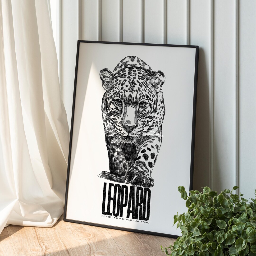 Leopard Wall Art: Hand Drawn Big Cat Print (digital Download) - Etsy