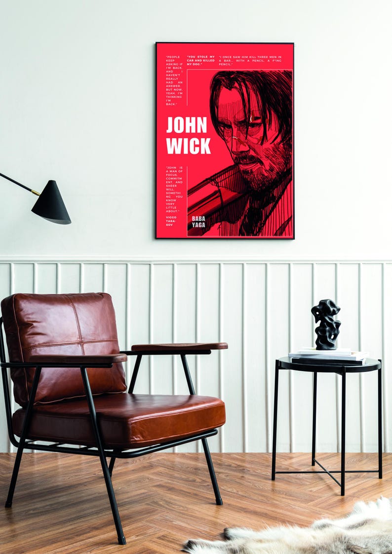 John Wick Hand Drawn Poster, Special Design Poster for Movie Fans ...