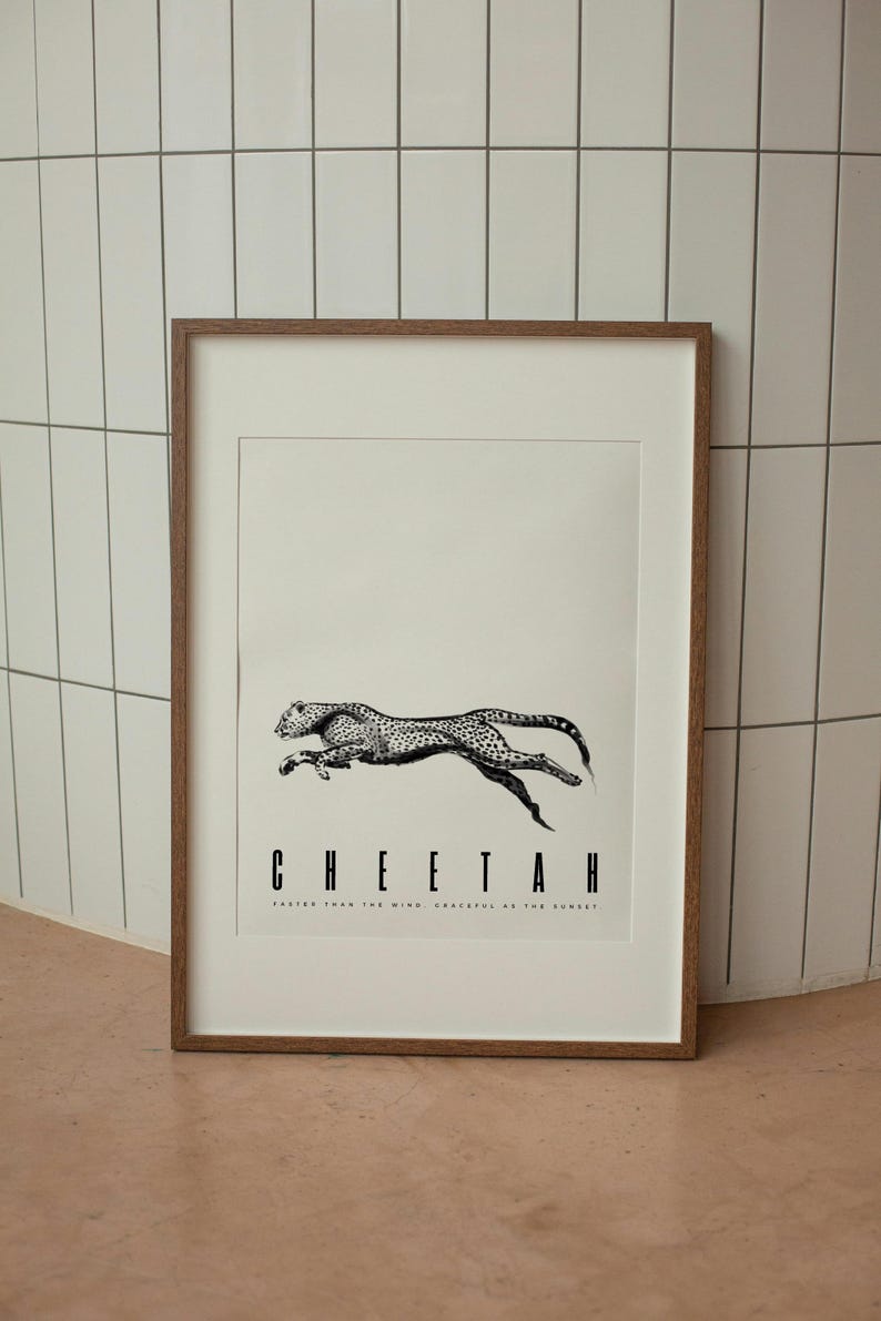 Cheetah in Motion Art: Hand Drawn Wall Decor (digital Download) - Etsy