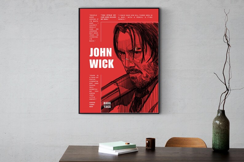 John Wick Hand Drawn Poster, Special Design Poster for Movie Fans ...