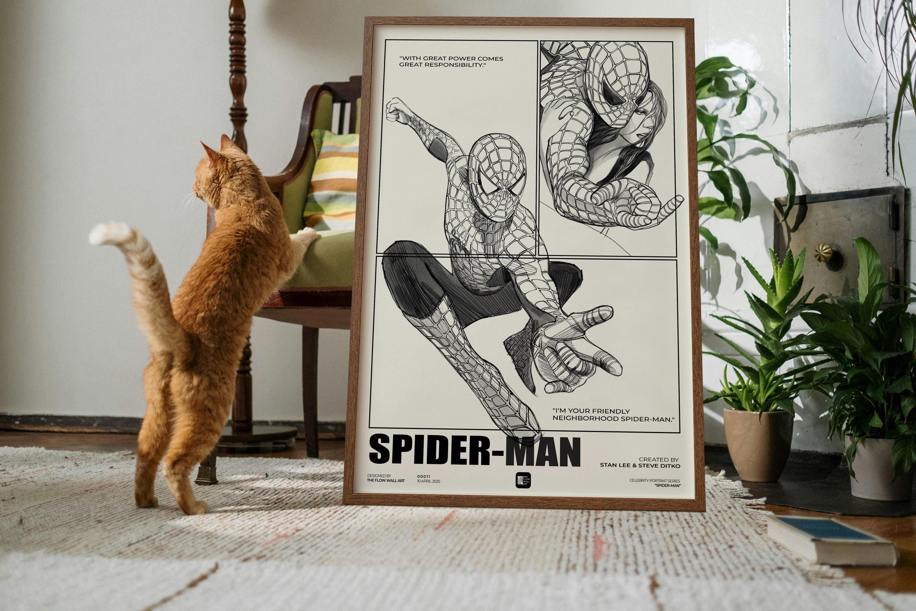 Spider-man Hand-drawn Art Print: Minimalist Superhero Decor (digital ...