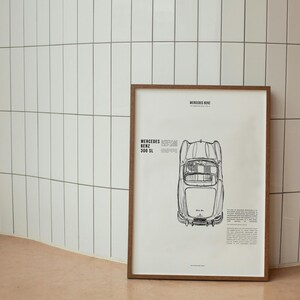 Mercedes 300SL Minimalist Drawing, Digital Downloadable Car Art ...