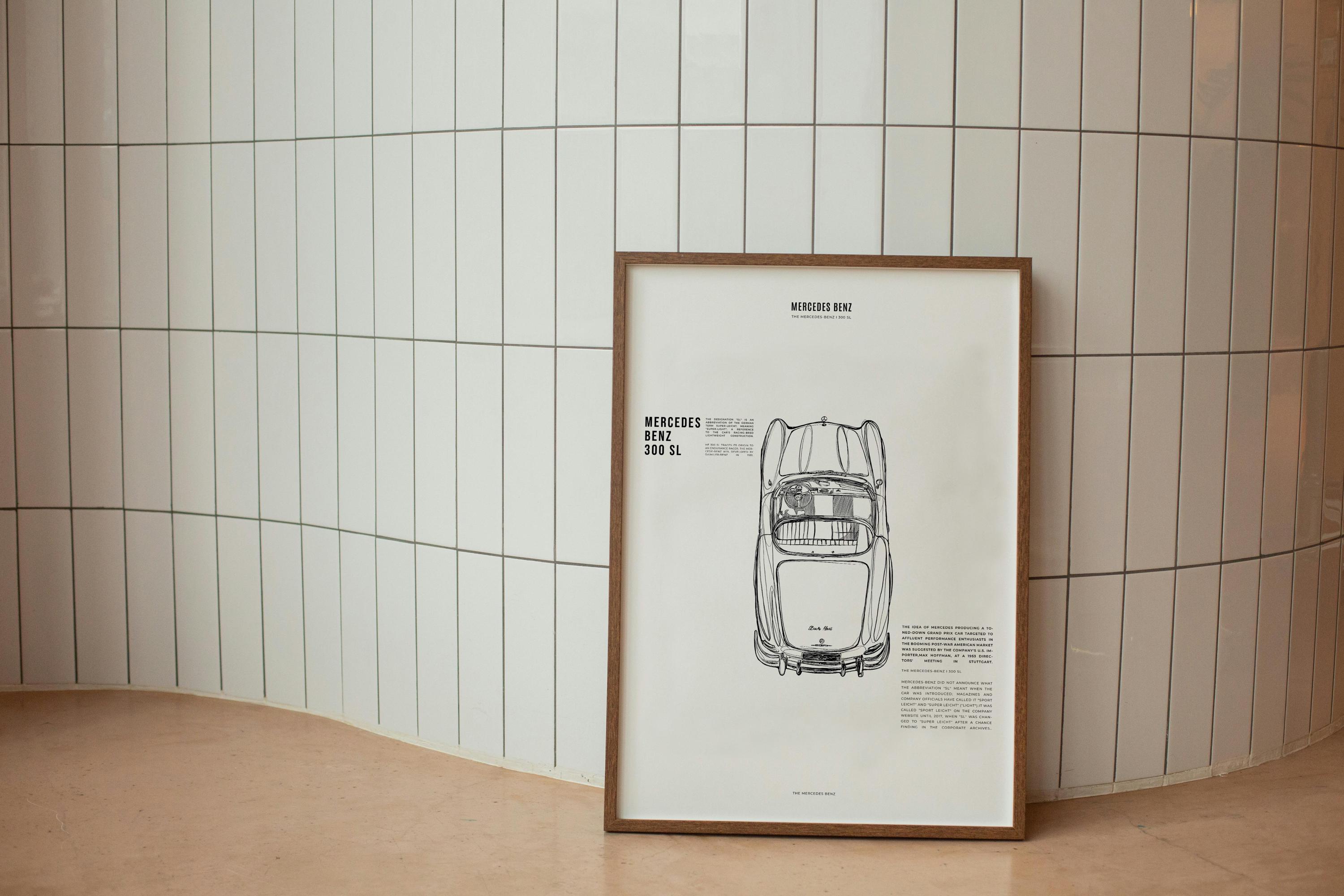Mercedes 300SL Drawing: Minimalist Vintage Car Art (digital Download ...