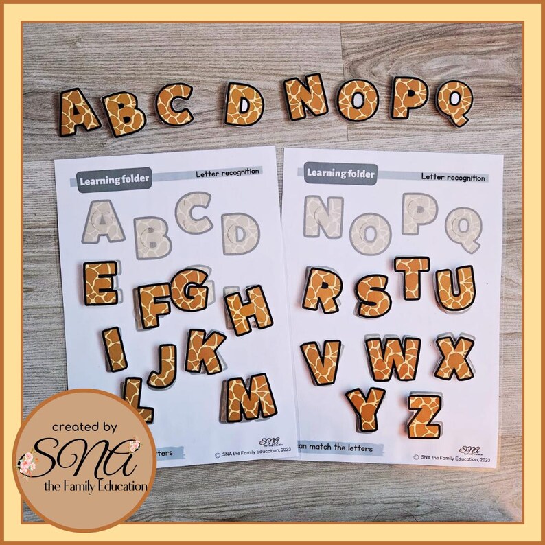 Letter Recognition Learning Folder: Safari Matching Game - Etsy
