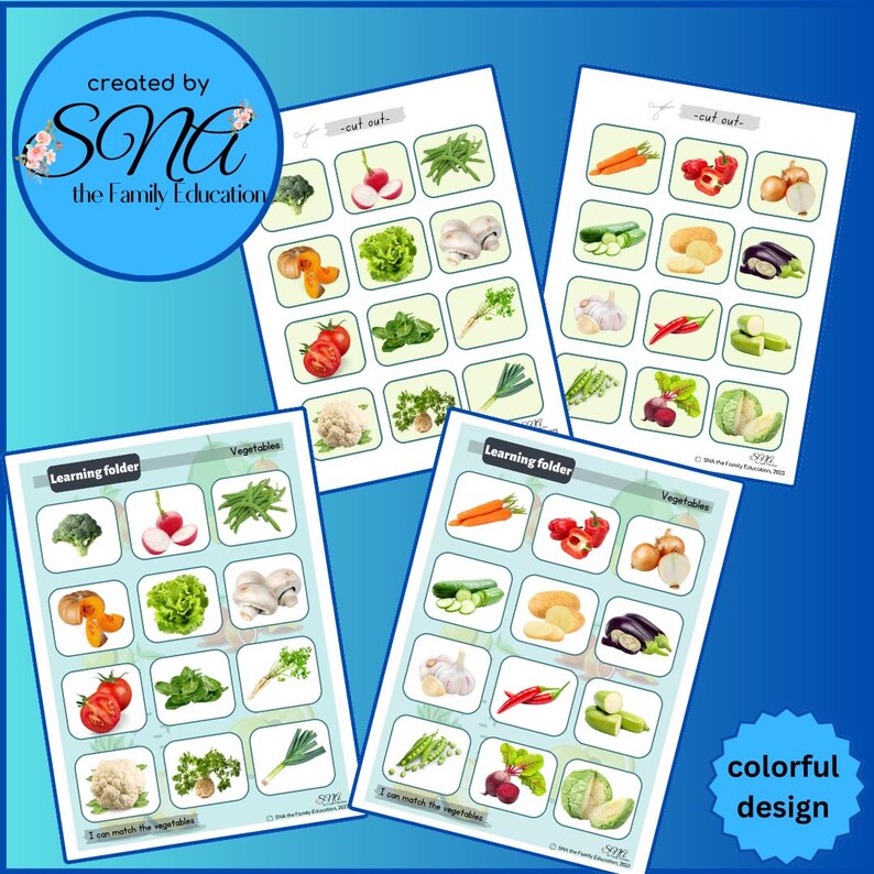 Montessori Vegetables Learning File Folder: Matching Game (PDF Download ...