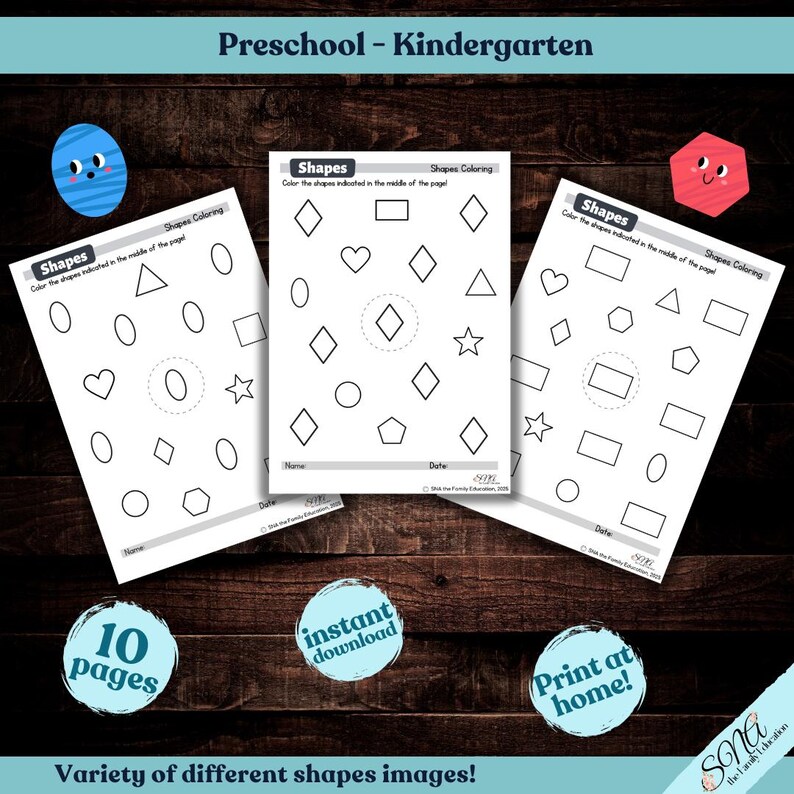 Shapes Coloring Pages, Shape Recognition Coloring Book, Shape Activity ...