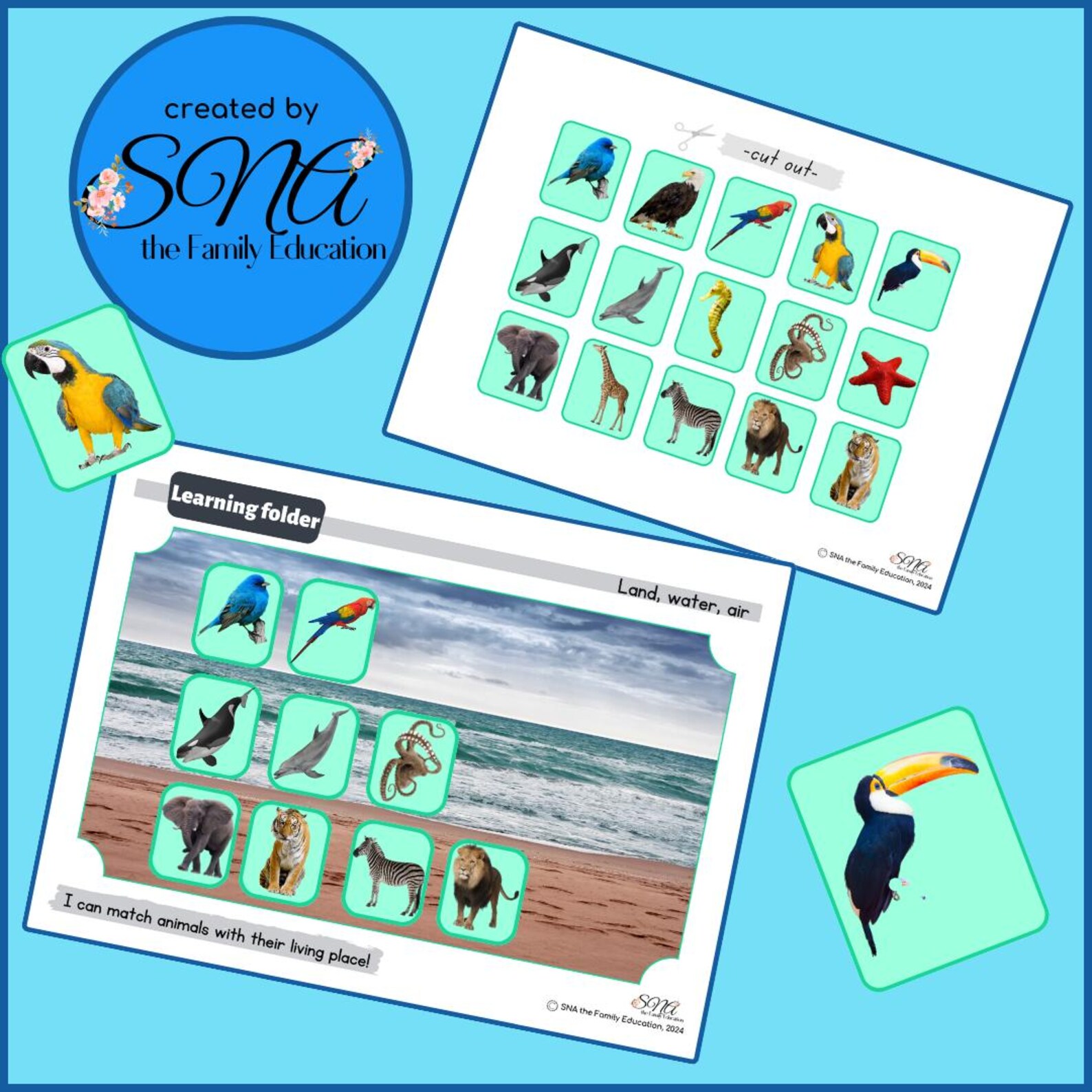 Land Water Air, File Folder Game, Learning Folder, Busy Quiet Book ...