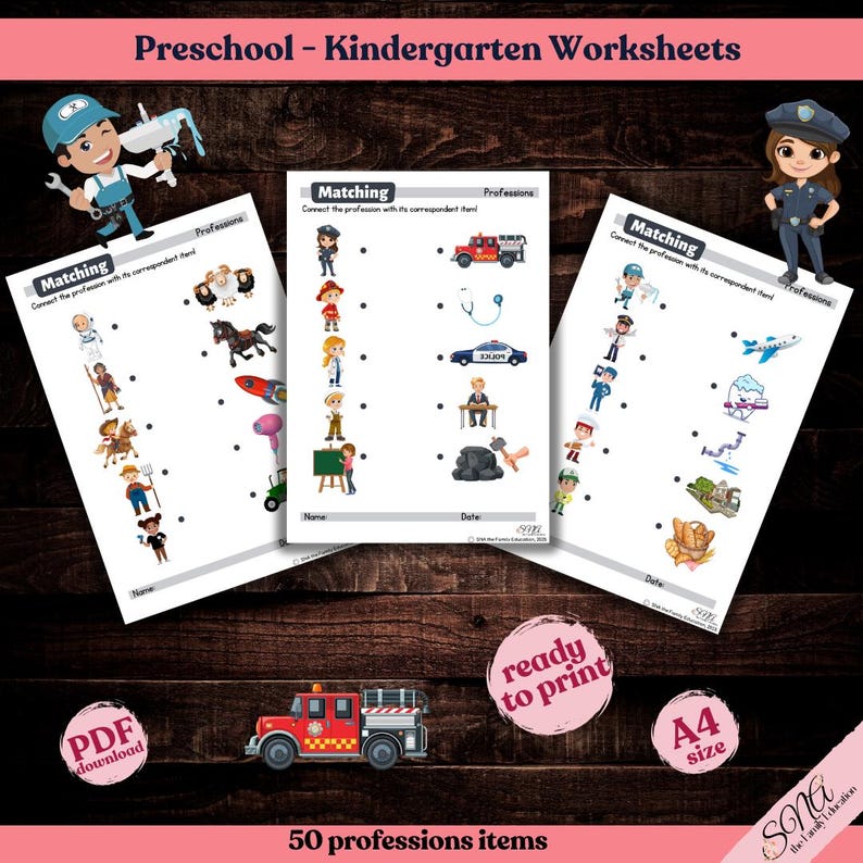 Professions Matching Activity Community Helpers Printables Brain ...