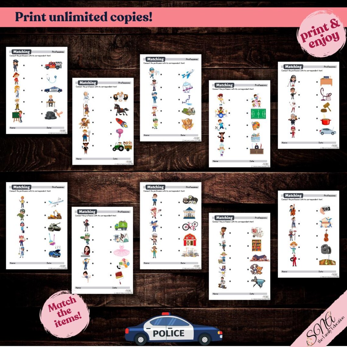 Professions Matching Activity Community Helpers Printables Brain ...