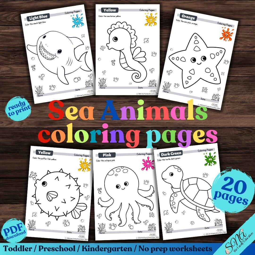 Ocean Animals Coloring Pages, Sea Animals, Sea Life, Toddler, Preschool ...