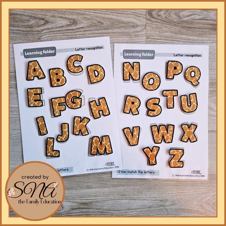 Letter Recognition Learning Folder: Safari Matching Game - Etsy