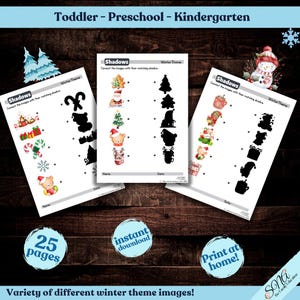 Winter Theme Shadow Matching Worksheets, Activity, Games for Toddler ...