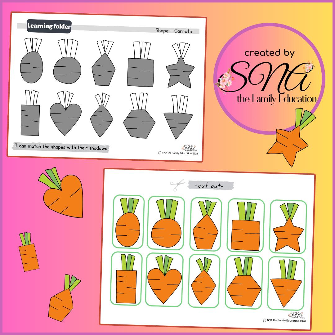 Carrot Learn Shapes, File Folder Game, Learning Folder, Busy Quiet Book ...