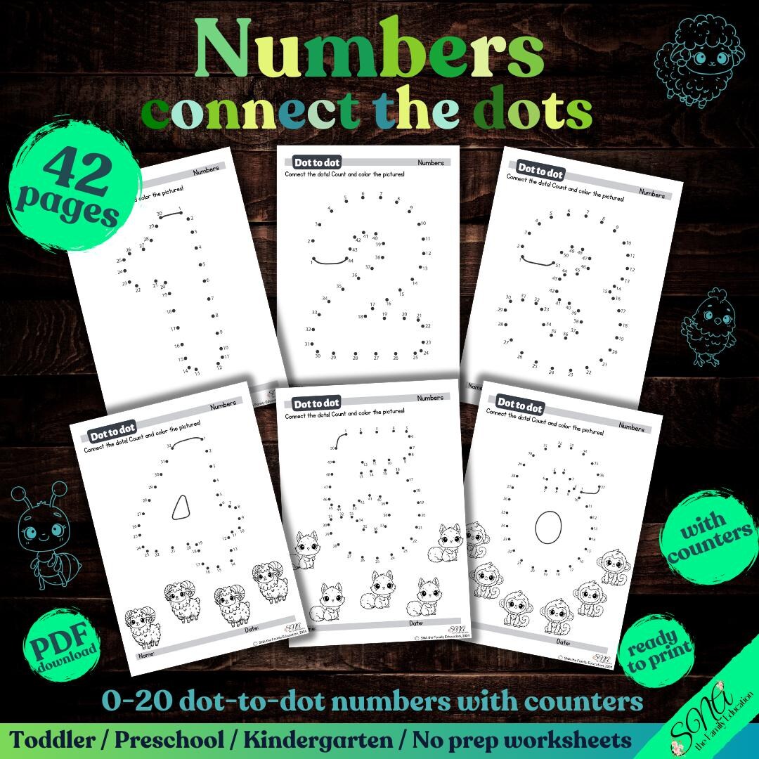 Numbers Dot to Dot, Numbers Connecting Dots Worksheets for Preschool ...