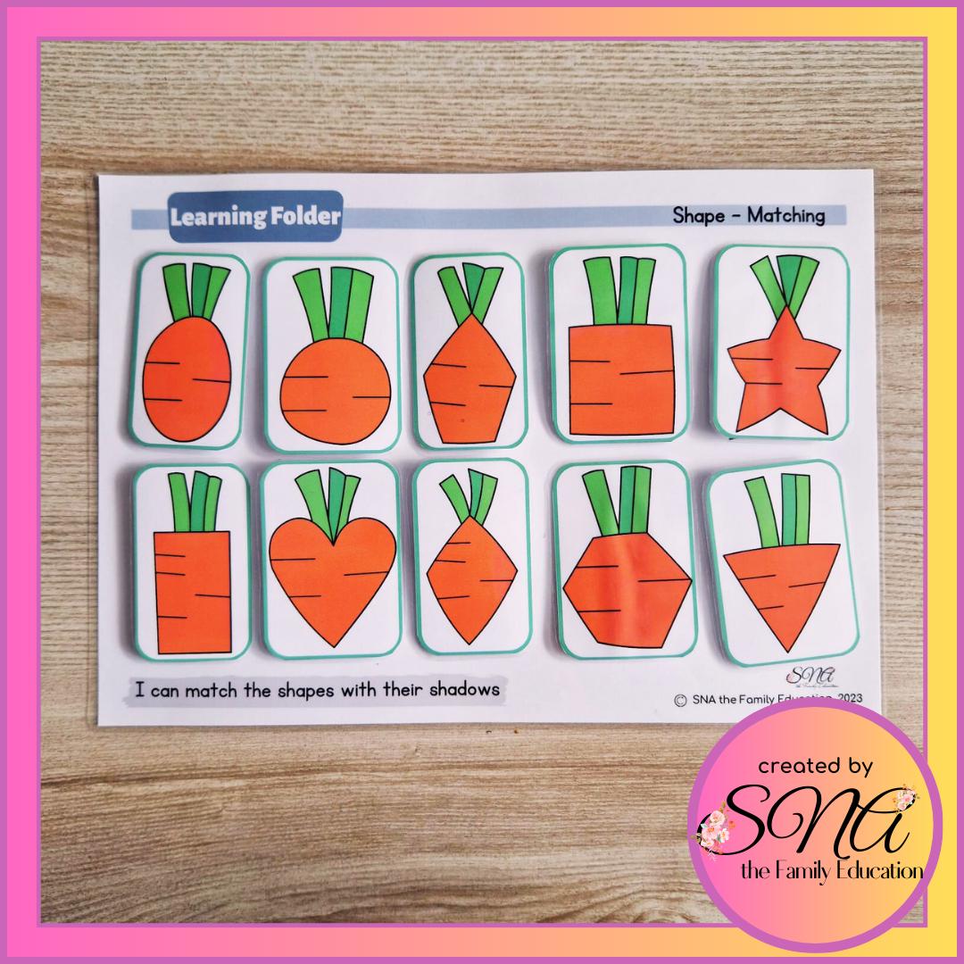 Carrot Learn Shapes, File Folder Game, Learning Folder, Busy Quiet Book ...