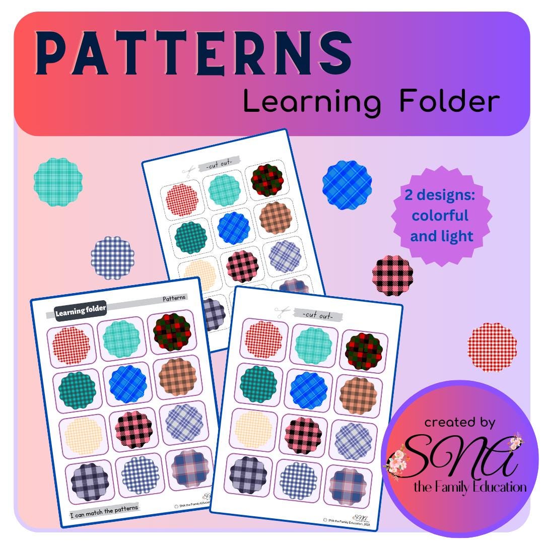 Patterns, File Folder Game, Learning Folder, Busy Quiet Book, Busy ...