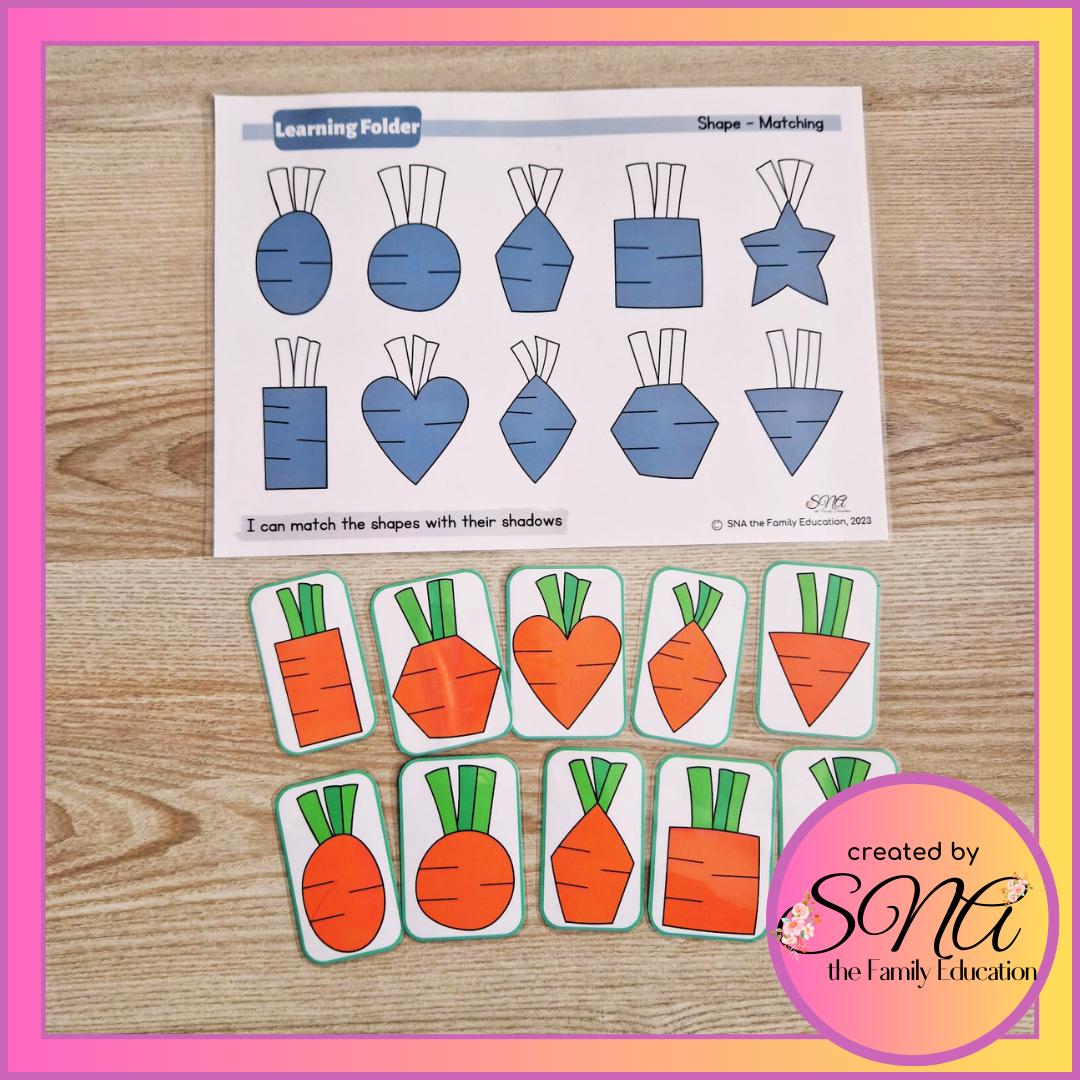 Carrot Learn Shapes, File Folder Game, Learning Folder, Busy Quiet Book ...