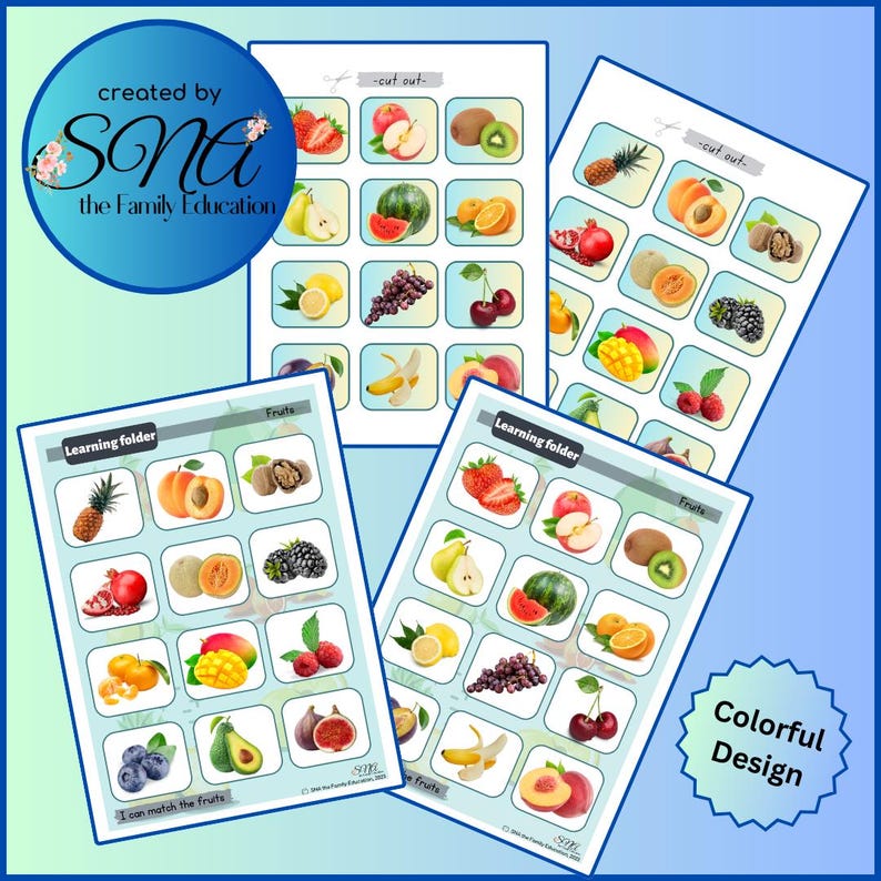 Fruits, File Folder Game, Learning Folder, Busy Quiet Book, Busy Binder ...