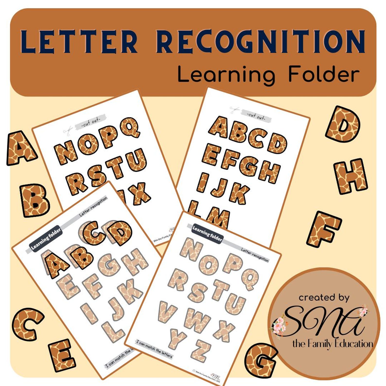 Letter Recognition Learning Folder: Safari Matching Game - Etsy