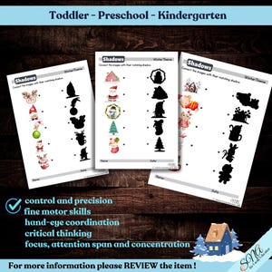 Winter Theme Shadow Matching Worksheets, Activity, Games for Toddler ...