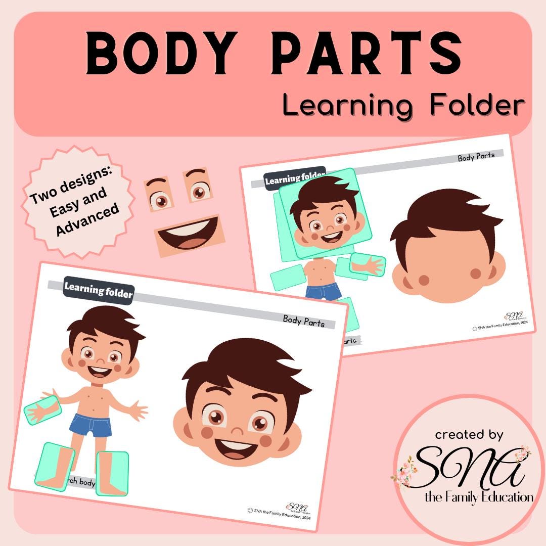 Body Parts, File Folder Game, Learning Folder, Busy Quiet Book, Busy ...